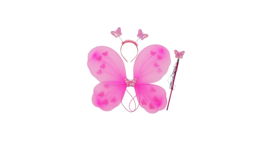 Accesorii copii Aripi Fluture roz THK?, bagheta magica, coronita ...
