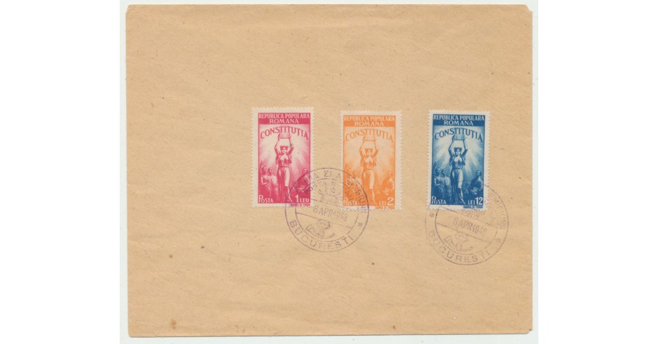 Romania 1948 Constitutia RPR serie pe plic cu stampila speciala FDC ...