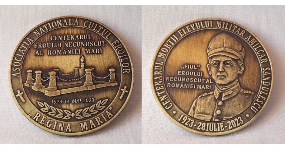 Medalia centenarul mortii elevului militar erou AMILCAR SANDULESCU ...