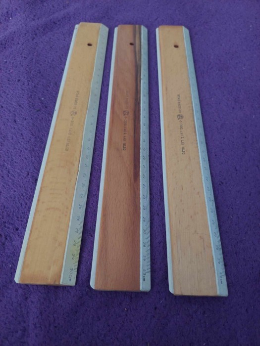 LOT 3 RIGLA/RIGLE VECHI DIN LEMN pentru DESEN TEHNIC,Rigle vechi 1972 ...