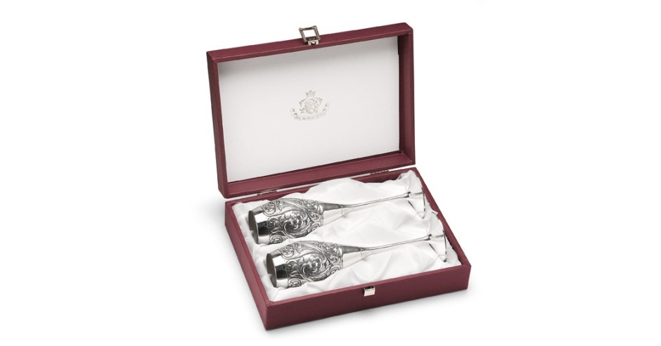 Set de 2 Pocale Argintate Royal Rose Made by Sheffield Chinelli COD ...