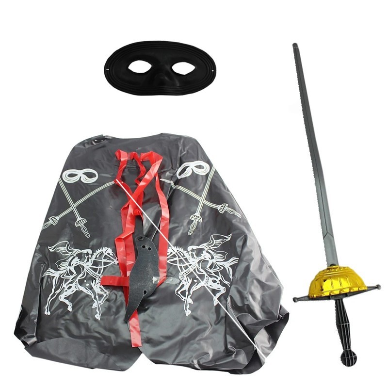 Costum Zorro, capa, sabie si masca, set 3 piese carnval | arhiva Okazii.ro
