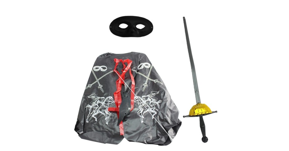 Costum Zorro, capa, sabie si masca, set 3 piese carnval | arhiva Okazii.ro
