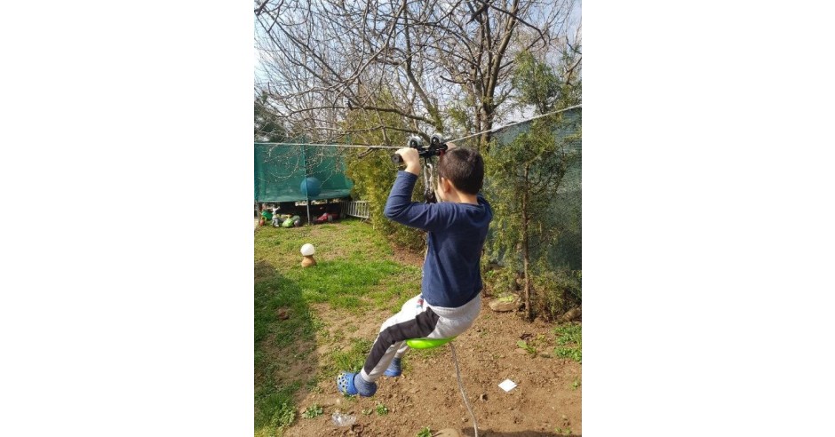 tiroliana completa cu leagan pt copii loc joaca 70-150 kg cablu de 6 ...