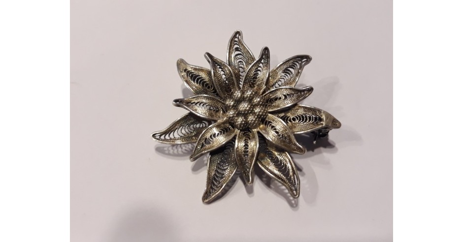 BROSA argint FLOARE de COLT in filigran VECHE rara AUSTRIA manopera ...