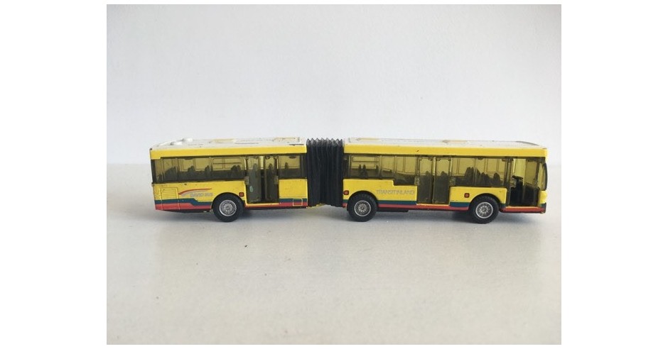 Jucarie autobuz articulat, galben, cu usi care se deschid, 19 cm ...