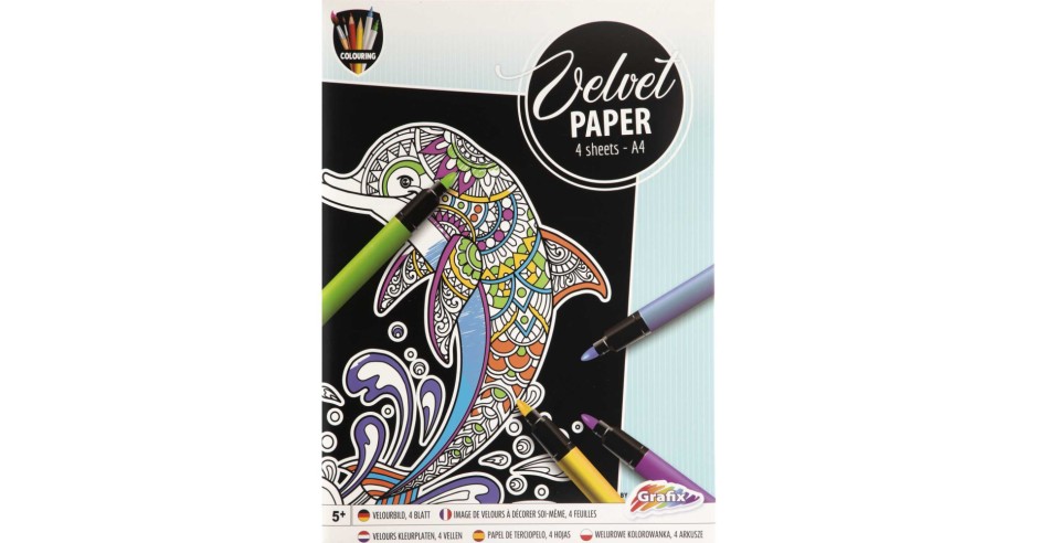 Set pictura 4 planse de colorat catifelate Velvet Paper 30x21 cm Grafix ...