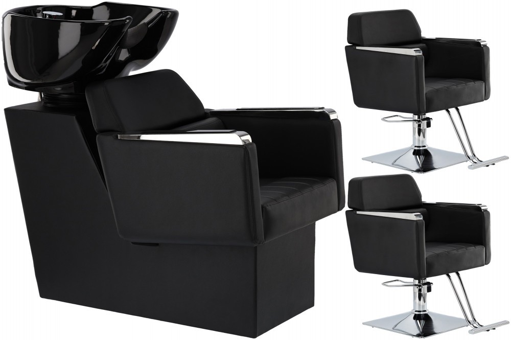 Set scafa coafor profesionala unitate de spalare Bella ?i 2 x scaune de ...