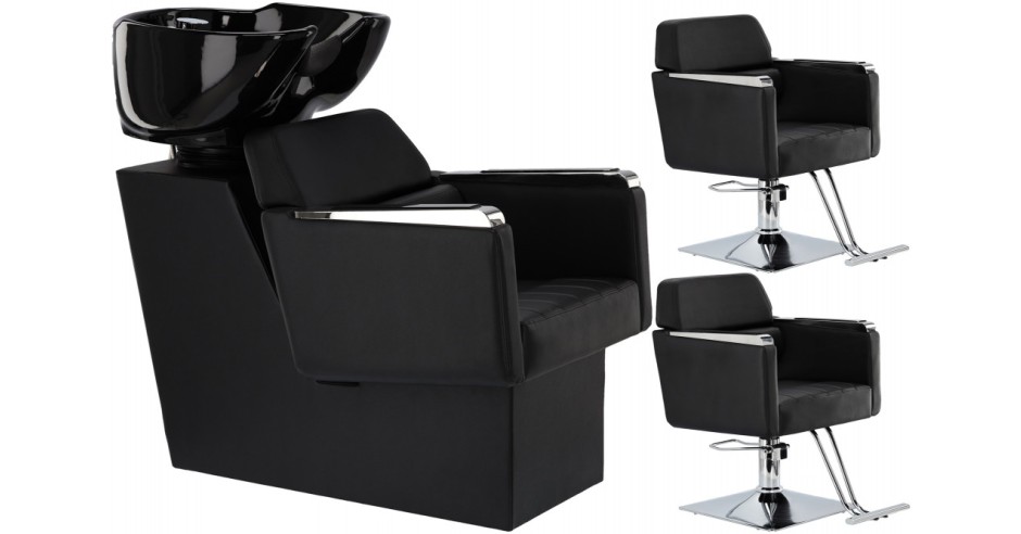 Set scafa coafor profesionala unitate de spalare Bella ?i 2 x scaune de ...