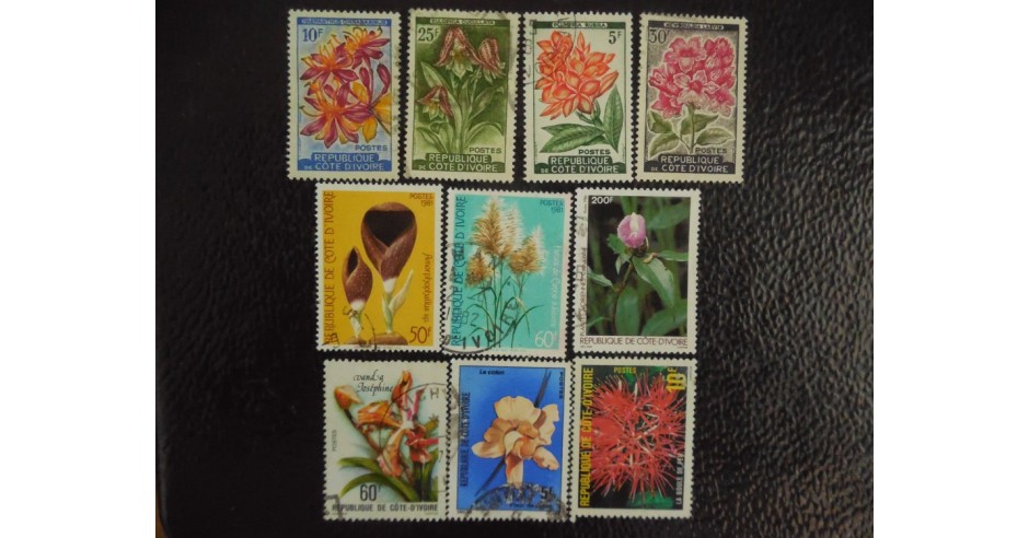 Lot timbre flora flori plante Coasta de Fildes stampilate | arhiva ...