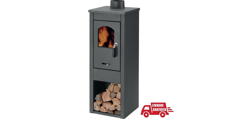 Soba Semineu Lemne Usa Sticla Samotat 5-7kw Incalzire Bucatarie Camera ...