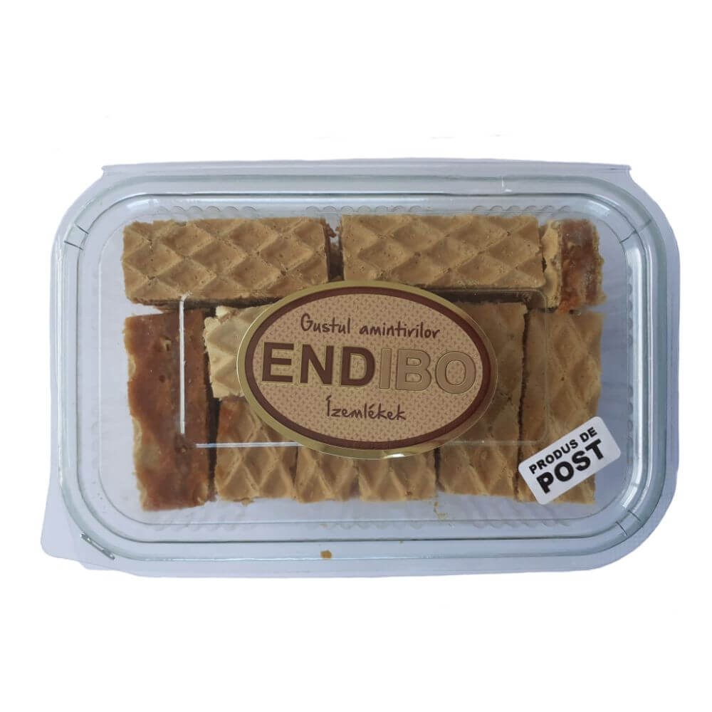 Prajitura cu Foi de Napolitane si Caramel Endibo, 450 g, Produs de Post ...