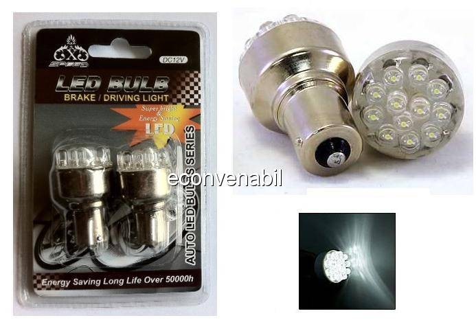 Set becuri auto led bulb cu 12led filament normal pentru stopuri sau ...