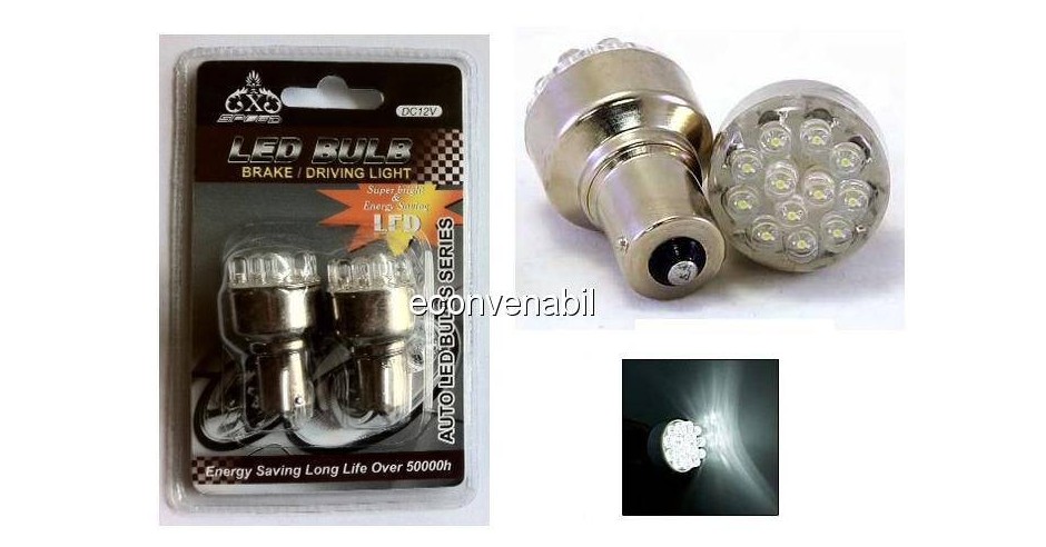 Set becuri auto led bulb cu 12led filament normal pentru stopuri sau ...