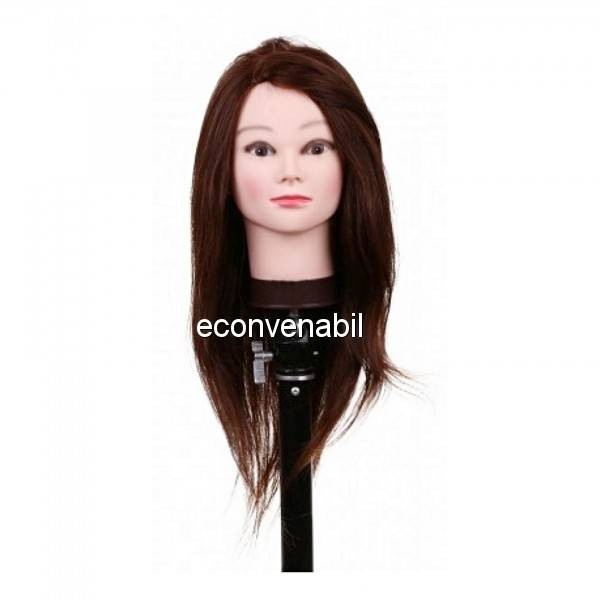 Cap de Practica Pupeta Coafor cu Suport Par Natural 80% Saten 60cm AB ...