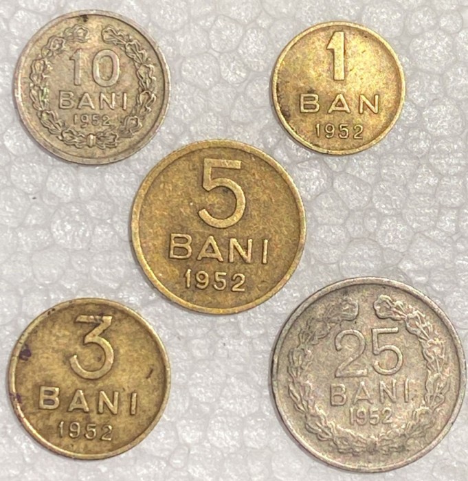 SET MONEDE 1952,RPR / 1,3 ,5, 10 si 25 BANI/ SE VAND MONEDELE DIN ...