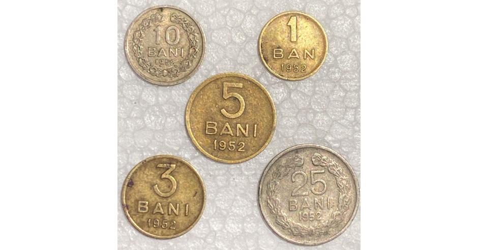 SET MONEDE 1952,RPR / 1,3 ,5, 10 si 25 BANI/ SE VAND MONEDELE DIN ...
