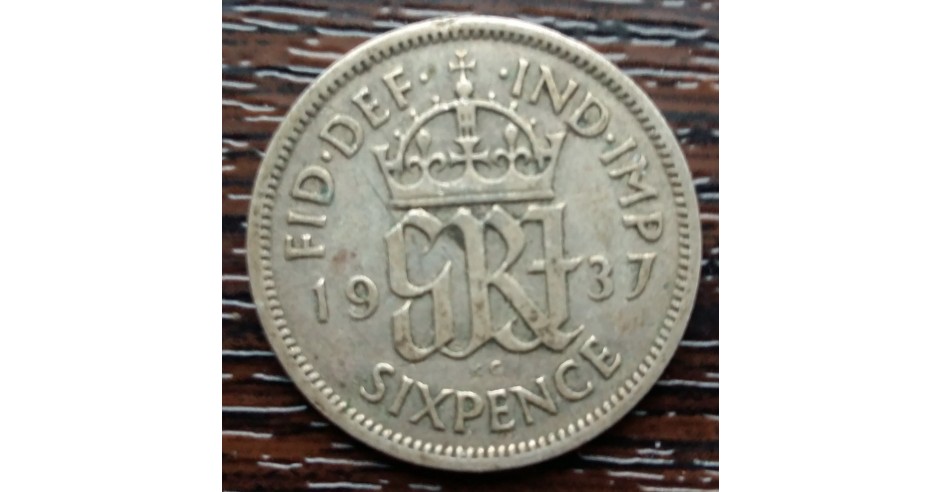 (A69) MONEDA DIN ARGINT ANGLIA - 6 PENCE 1937 | arhiva Okazii.ro