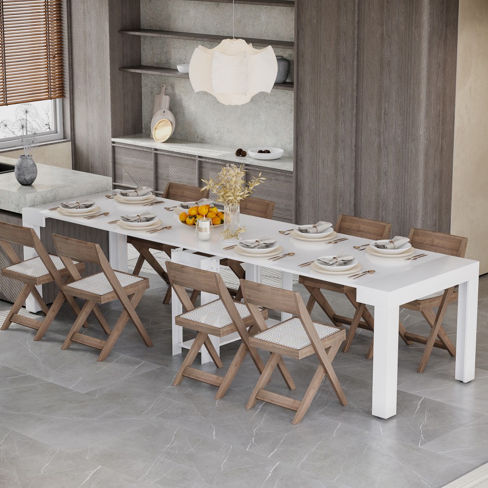 HOMCOM Masa de sufragerie extensibila pentru maxim 6 persoane din MDF ...