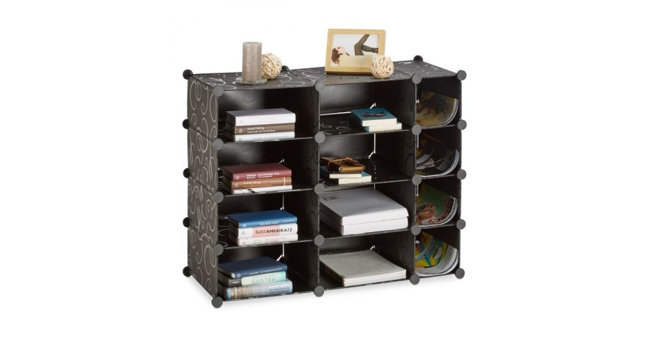 Sistem rafturi modulare 12 compartimente negru-design | arhiva Okazii.ro