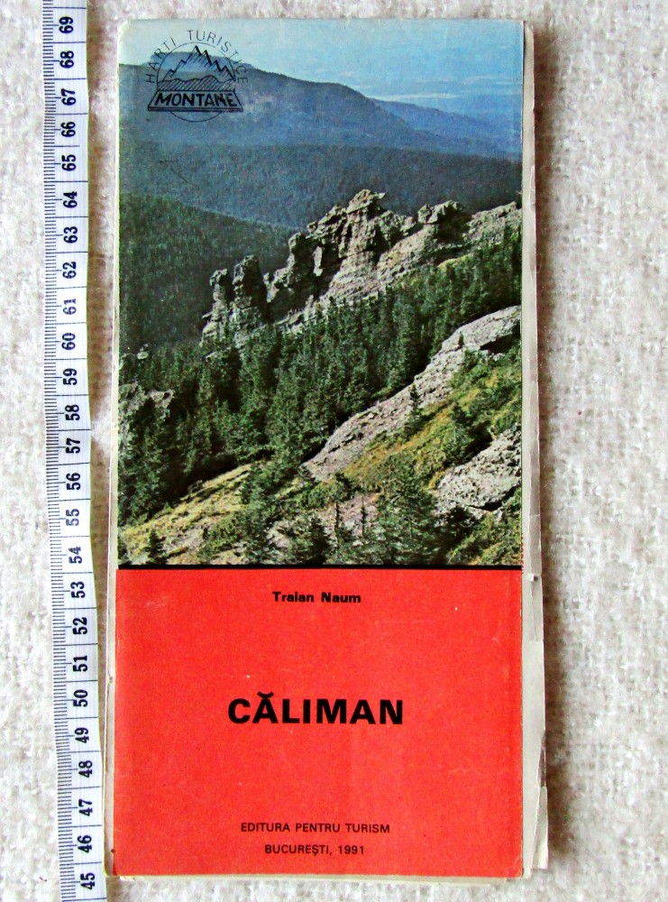 Harta veche turistica cu biliografie pe verso.Muntii Calimani 1991.Rara ...