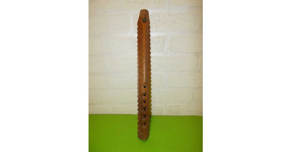 Superb FLUIER TRADITIONAL din LEMN SCULPTAT MANUAL cu motive geometrice ...