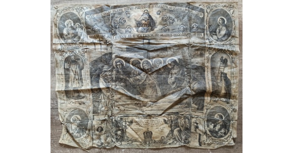 Antimis romanesc din perioada interbelica, perioada Carol II, uzat ...