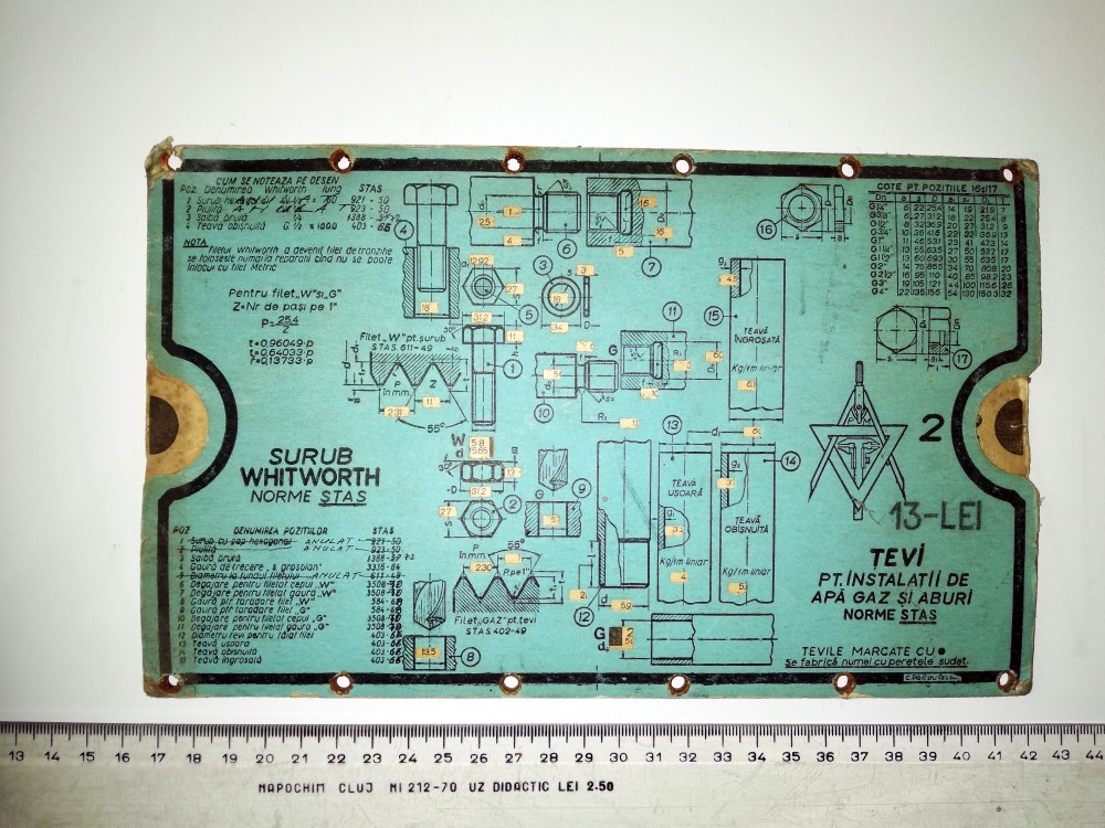 RIGLA CALCUL -SURUB WHITWORTH NORME STAS / TEVI INSTALATII STAS ...