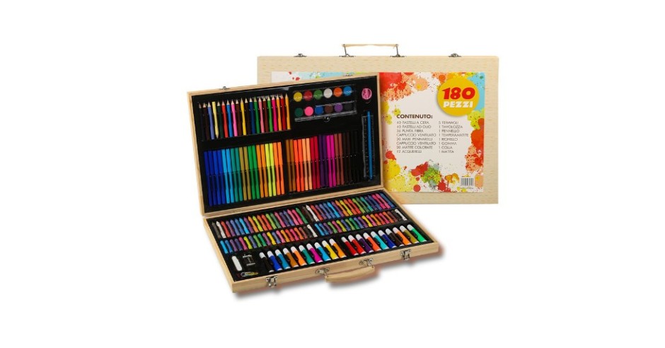 Set de pictura pentru copii, 180 de culori, creioane si carioci, in ...
