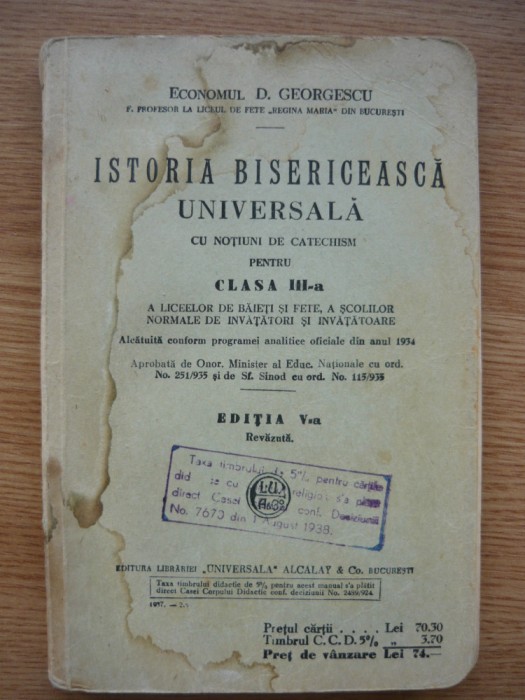 Istoria Bisericeasca Universala, D. Georgescu, 1937, Crestinism, Manual ...