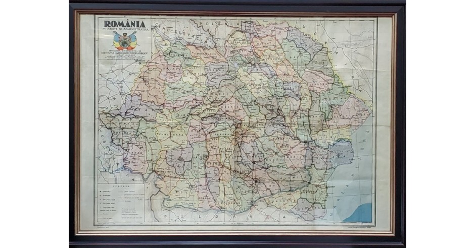 Harta Romaniei Mari pe Judete si Administrativa, 1932 | Okazii.ro