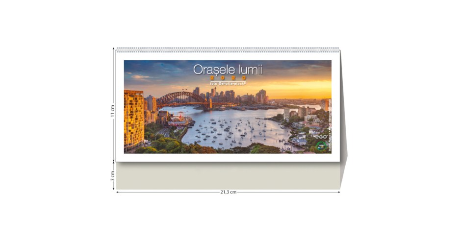 Calendar de Birou Ego cu Orasele Lumii 2022, 213x110 mm, 13 File ...