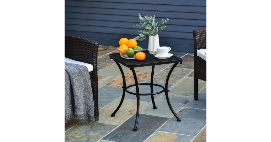 Outsunny Masuta pentru Gradina din Otel cu Blat Perforat, Masuta ...