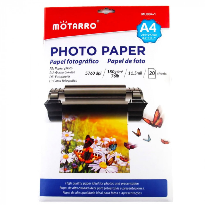Hartie foto inkjet densitate mare ultrafin, alb lucios, 240g format A4 ...