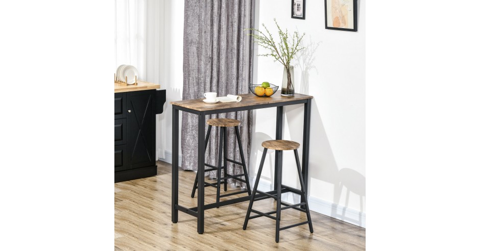 HOMCOM Set masa de bar industrial, masa dreptunghiulara pentru mic ...