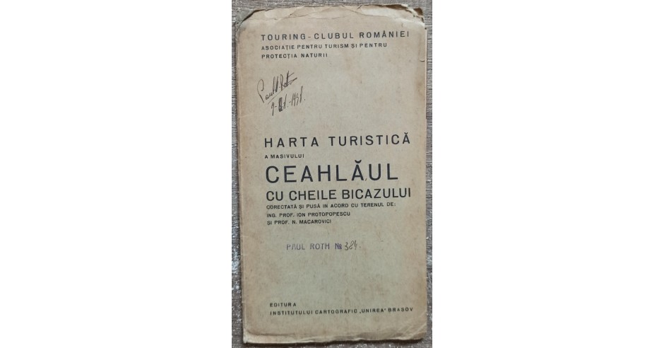 Harta turistica a masivului Ceahlaul cu Cheile Bicazului// anii '30 ...