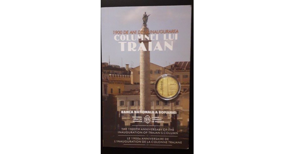 MONEDA AUR - 100 LEI 2013 PROOF - 1900 ANI DE LA INAUGURAREA COLUMNEI ...