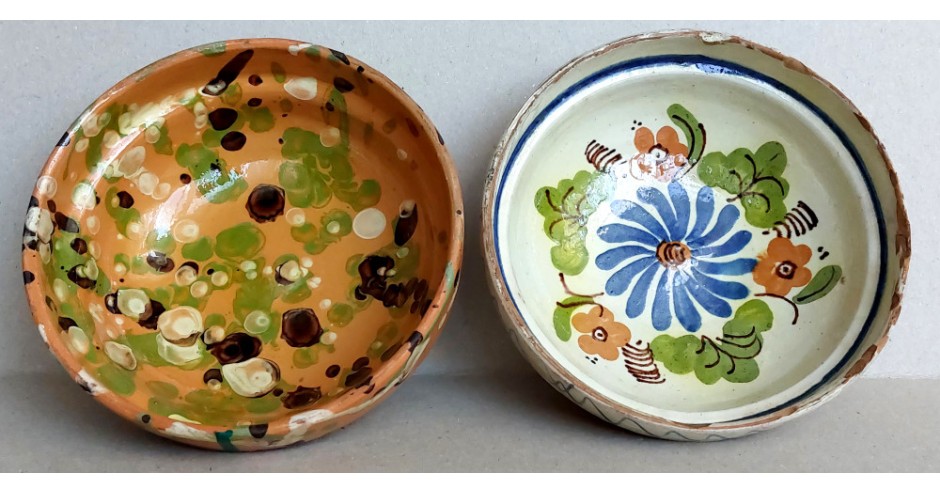 2 castroane mici romanesti, ceramica pictata, olarit traditional cca ...