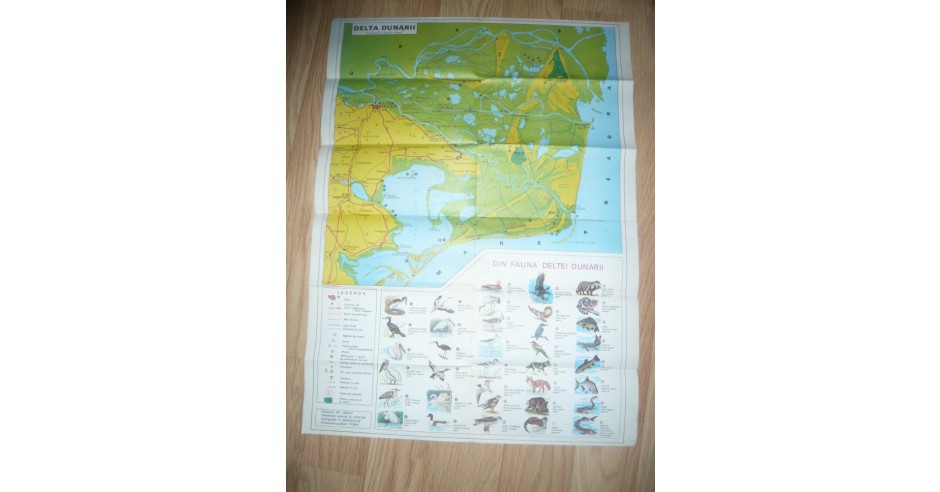 Harta - Pliant turistic Delta Dunarii , dim.= 66x48cm | Okazii.ro