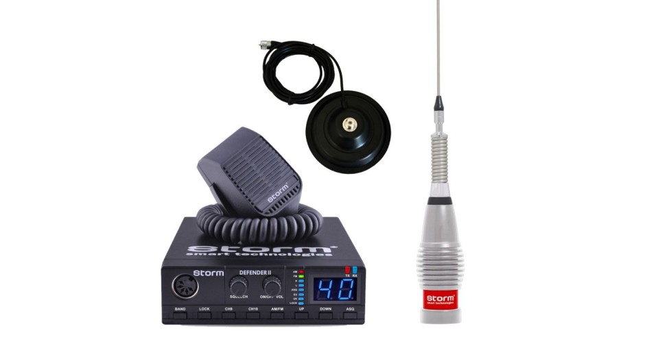 Promotie statie radio CB Storm Defender + antena CB Storm ML145 Silver ...