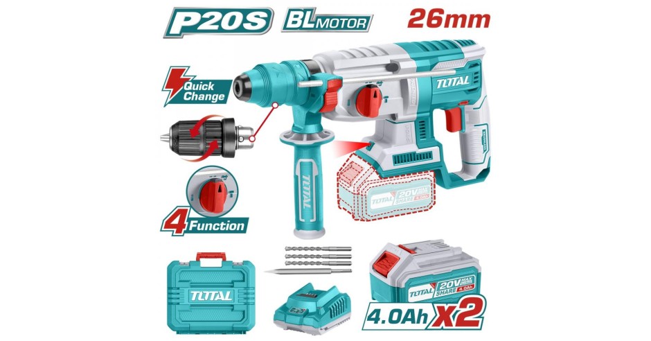 TOTAL - CIOCAN ROTOPERCUTOR - 2J - LI-ION - 20V - MOTOR FARA PERII CU ...