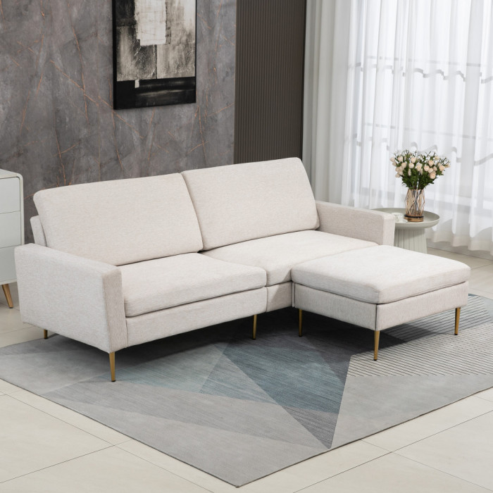 HOMCOM Canapea Saltea de 213cm cu Taburet pentru Picioare, Canapea ...