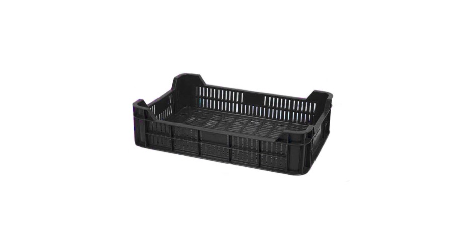 Naveta M10, Plastic HDPE, 60x40x15 cm, Negru, Ladita Transport Legume ...