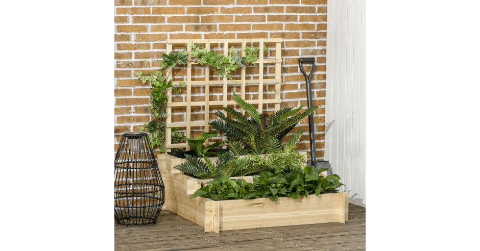 Outsunny Jardiniera cu 3 Niveluri cu Grilaj pentru Catarat Vita de Vie ...