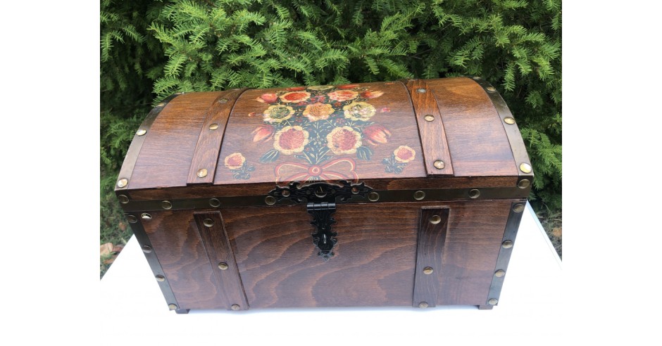 Lada,cufar vechi german de zestre,din lemn pictat | arhiva Okazii.ro