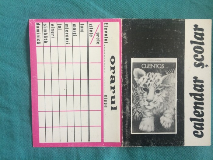 Calendar scolar 1973-1974 orar pionier elev perioada comunista epoca de ...