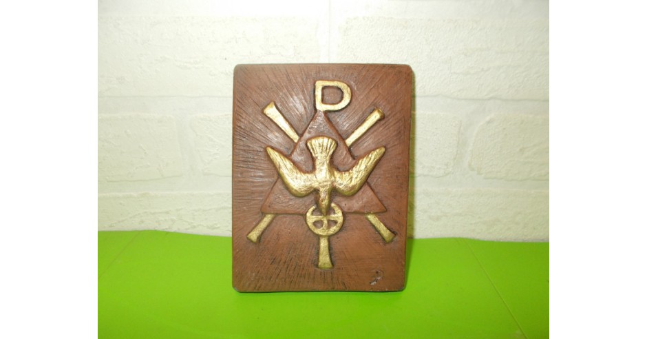 Placa din ipsos , basorelief cu simboluri religioase , aplica de perete | Okazii.ro