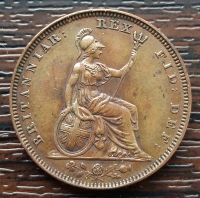 (M918) MONEDA ANGLIA - FARTHING 1827, GEORGE IV, MAI RARA, Europa ...