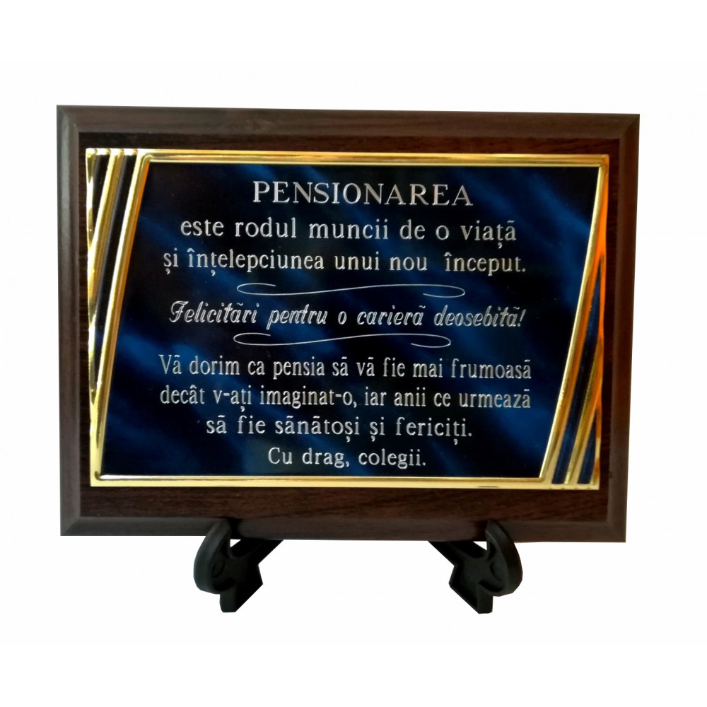 Placheta aluminiu personalizata pe suport de lemn - cadou pentru ...