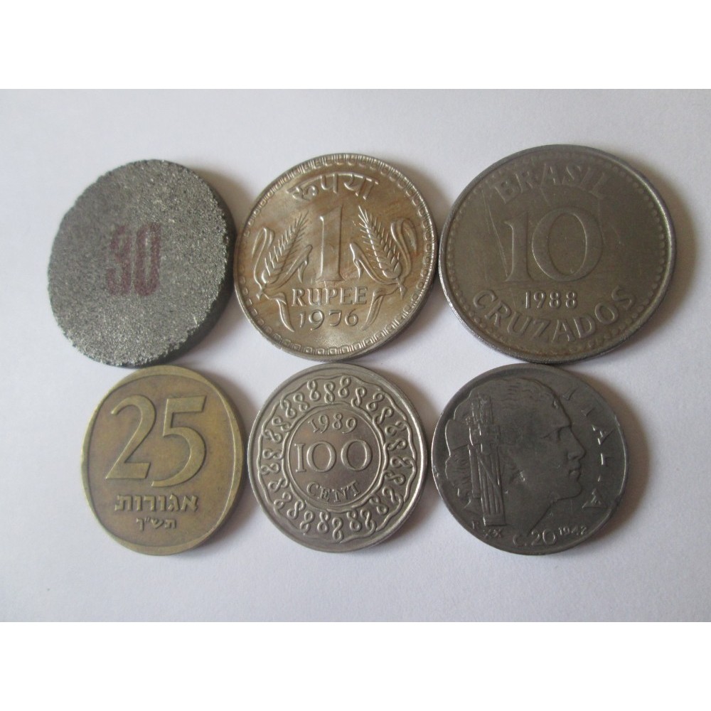 Lot 5 monede colectie+proba moneda 30,vedeti foto, Europa, Cupru-Nichel ...